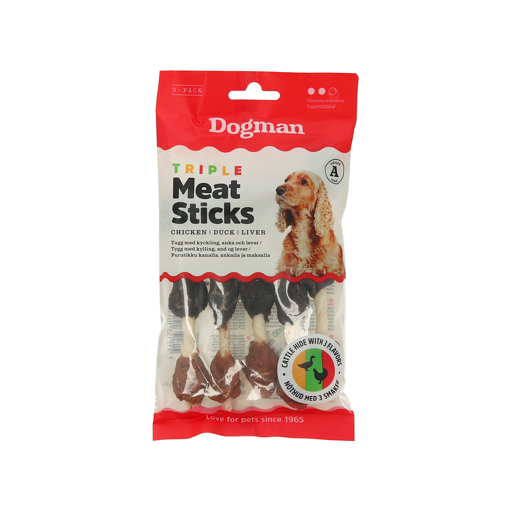 DOGMAN Chewing sticks with three meats 12.5cm/100g – M&VTrade